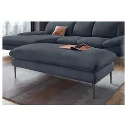 Hocker W.Schillig "enjoy&MORE", blau (marine r66), B:151 H:45 T:71, Chenille-Flachgewebe R66 (85% Polyester, 15% Nylon), Longlife Xtra-Leder Z59: Glattleder mit modischer Prägung. Hautstärke 0, 9 - 1, 1 mm, Stoff S37 (100% Polyester), Hocker, Füße schwarz pulverbeschichtet, Breite 151 cm