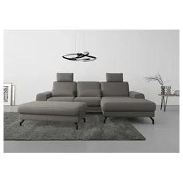 Sit & More Ecksofa SIT & MORE "Cinturo L-Form", grau, B:283cm H:88cm T:175cm, Sofas, inklusive Sitztiefenverstellung und Federkern, Sitzhöhe 45 cm