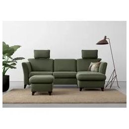Ecksofa Home Affaire "Trelleborg L-Form", grün (olive), B:249cm H:86cm T:162cm, 95% Polyester, 5% Polyamid, Sofas, wahlweise mit Bettfunktion und Bettkasten, inkl. Federkern-Polsterung