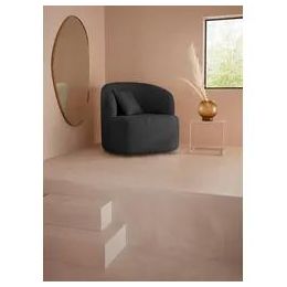 Drehsessel "Dilara Sessel", schwarz, B:94cm H:89cm T:94cm, Struktur fein 100% Polyester);Samtoptik (100% Polyester);Bouclé (100% Polyester), LeGer Home by Lena Gercke, Sessel, gerundete Rückenlehne und Front, in 3 Bezugsqualitäten