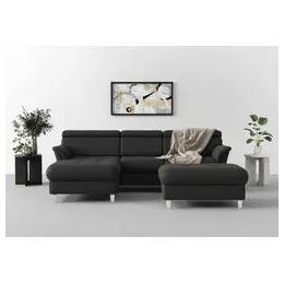 Sit & More Ecksofa SIT & MORE "Marano L-Form", grau (anthrazit), B:257cm T:166cm, 100% Polyester, Sofas, inklusive Kopfteilverstellung, wahlweise mit Bettfunktion, Bettkasten