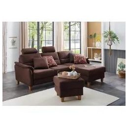 Ecksofa Home Affaire "Palmera L-Form, B: 244 cm", braun (mokka), B:244cm H:89cm T:163cm, 100% Polyester;Struktur (100% Polyester);Luxus-Microfaser in Lederoptik (100% Polyester), Sofas, optional Bettfunktion & Bettkasten, Federkern