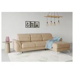 Sit & More Ecksofa SIT & MORE "Sinatra L-Form", braun (macchiato), B:258cm H:85cm T:170cm, 100% Polyester, Sofas, mit Recamiere, optinal mit Kopfteilverstellung und Armteilfunktion