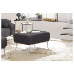 Polsterhocker W.Schillig "run", grau (anthrazit w82), B:75 H:46 T:60, Flachgewebe W82 Q2 (74% Polyacryl, 26% Polyester), Hocker, mit elegantem Holzsockel, Füße in Chrom glänzend, Breite 75 cm