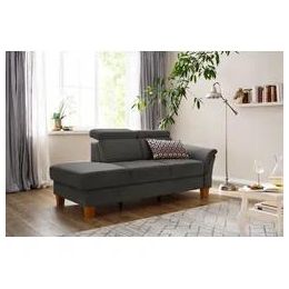 Recamiere Home Affaire "Conville", braun (espresso), B:194cm H:84cm T:93cm, 100% Polyester, Sofas, Longchair, incl. Kopfteilverstellung, Federkern, wahlweise mit Bettkasten