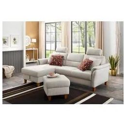 Ecksofa Home Affaire "Palmera L-Form, B: 244 cm", beige (natur), B:244cm H:89cm T:163cm, 100% Polyester;Struktur (100% Polyester);Luxus-Microfaser in Lederoptik (100% Polyester), Sofas, optional Bettfunktion & Bettkasten, Federkern