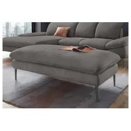 Hocker W.Schillig "enjoy&MORE", grau (grau r66), B:151 H:45 T:71, Chenille-Flachgewebe R66 (85% Polyester, 15% Nylon);Longlife Xtra-Leder Z59: Glattleder mit modischer Prägung. Hautstärke 0, 9 - 1, 1 mm;Stoff S37 (100% Polyester), Hocker, Füße schwarz pulverbeschichtet, Breite 151 cm