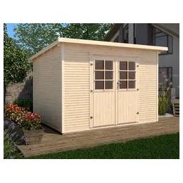Gartenhaus Weka "219 Gr.2", beige (naturbelassen), Fußboden im Gartenhaus, ohne Dacheindeckung, Holzwerkstoff, Gartenhäuser