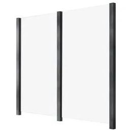 Zaun STAKET PRO, grau, Pfosten: 3 Stk., Aluminium, Glas, Zaunelemente, Glaszaun, Gesamtl&auml;nge: 2,29 m, 3 Pfosten