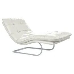 Relaxliege W.Schillig "daily dreams", weiß (weiß z59), B:75 H:91 T:170, Longlife Xtra-Leder Z59: Glattleder mit modischer Prägung. Hautstärke 0, 9 - 1, 1 mm, Sofas, in Waffelkissen-Optik, wahlweise mit Motor, silber matt, in 2 Breiten