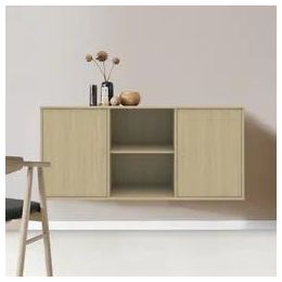 Sideboard HAMMEL FURNITURE "Mistral, Hochwertig Schrank, hängend/stehend montierbar", weiß (eiche weiß pigmentiert), B:133cm H:61cm T:42cm, Sideboards, mit zwei Türen, B: 133 cm, anpassungsbar Designmöbel