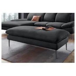 Hocker W.Schillig "enjoy&MORE", schwarz (schwarz z59), B:151 T:71, Chenille-Flachgewebe R66 (85% Polyester, 15% Nylon);Longlife Xtra-Leder Z59: Glattleder mit modischer Prägung. Hautstärke 0, 9 - 1, 1 mm;Stoff S37 (100% Polyester), Hocker, Füße schwarz pulverbeschichtet, Breite 151 cm