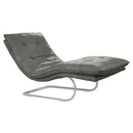 Relaxliege W.Schillig "daily dreams", grau (grau s37), B:75cm T:170cm, Stoff S37 (100% Polyester), Sofas, in Waffelkissen-Optik, wahlweise mit Motor, silber matt, in 2 Breiten