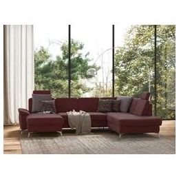 Sit & More Wohnlandschaft SIT & MORE "Padua U-Form", rot (bordeaux), B:340cm H:89cm T:228cm, Sofas, inklusive Sitztiefenverstellung, Armteilfunktion und Federkern