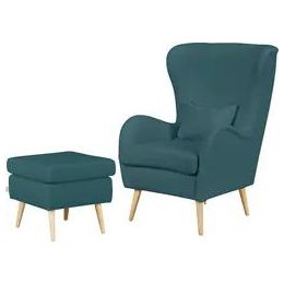 Sessel Home Affaire "Salla auch in Fellimitat und Feincord, viele Bezugsarten, Ohrensessel", blau (petrol), H:118cm T:94cm, Samtcord (92% Polyester 8% Polyamid), Struktur (100% Polyester), Struktur Hahnentritt (100% Polyester), Struktur fein (100% Polyester), Samtoptik (100% Polyester), Fellimitat (100% Polyestr), Sessel, Ohrensessel ohne Hocker Ohrensessel Ohrensessel mit Hocker, wahlweise mit od