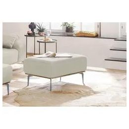 Polsterhocker W.Schillig "run", weiß (cream weiß z73), B:75 H:46 T:60, Longlife Xtra-Leder Z73: Naturwalkleder der Luxusklasse aus den erlesensten Rohhäuten. Hautstärke 1, 1 – 1, 3 mm;ROHLEDER Chenille-Flachgewebe Q2 W77 (68% Polyacryl, 32% Polyester);Stoff S37 (100% Polyester), Hocker, mit elegantem Holzsockel, Füße in Silber matt, Breite 75 cm