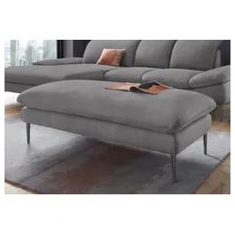 Hocker W.Schillig "enjoy&MORE", grau (dolphin r66), B:151 T:71, Chenille-Flachgewebe R66 (85% Polyester, 15% Nylon);Longlife Xtra-Leder Z59: Glattleder mit modischer Prägung. Hautstärke 0, 9 - 1, 1 mm;Stoff S37 (100% Polyester), Hocker, Füße schwarz pulverbeschichtet, Breite 151 cm