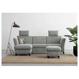 Ecksofa Home Affaire "Trelleborg L-Form", silber, B:249cm H:86cm T:162cm, 100% Polyester, Sofas, wahlweise mit Bettfunktion und Bettkasten, inkl. Federkern-Polsterung