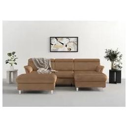 Sit & More Ecksofa SIT & MORE "Marano L-Form", braun (macciato), B:257cm T:166cm, 100% Polyester, Sofas, inklusive Kopfteilverstellung, wahlweise mit Bettfunktion, Bettkasten