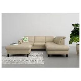 Sit & More Ecksofa SIT & MORE "Maggiore L-Form", beige, B:261cm T:224cm, 100% Polyester, Sofas, wahlweise mit Kopfteilverstellung, Bettfunktion und Stauraum