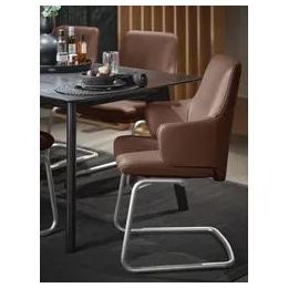 Polsterstuhl stressless "Laurel", braun (copper paloma, chrom matt), B:58cm H:92cm T:60cm, Leder PALOMA: PALOMA ist ein durchgefärbtes Semianilin-Möbelleder mit natürlicher Narbung., Stühle, Low Back mit Armlehne, Größe L, mit Beinen aus Stahl in Chrom matt