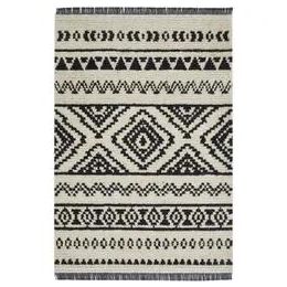 Teppich LUXOR living "Ovada 3", beige, B:120cm H:25mm L:170cm, Polypropylen, Teppiche, Fransenteppich, modernes schwarz/weiß Design, mit Fransen