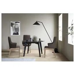 Polsterstuhl stressless "Laurel", braun (braun batick, schwarz), B:58cm H:105cm T:60cm, Leder BATICK: BATICK ist ein leicht korrigiertes, durchgefärbtes und genarbtes Möbelleder, bei dem die meisten Unebenheiten und Spuren in der Regel entfernt wurden., Stühle, High Back mit Armlehne, Größe L, mit abgerundeten Beinen in Schwarz