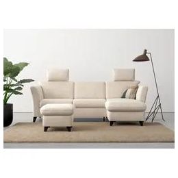 Ecksofa Home Affaire "Trelleborg L-Form", beige (creme), B:249cm H:86cm T:162cm, 100% Polyester, Sofas, wahlweise mit Bettfunktion und Bettkasten, inkl. Federkern-Polsterung