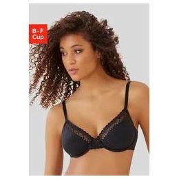 Bügel-BH Lascana, Damen, Gr. 95, Cup F, schwarz, Jersey, Obermaterial: 83% Baumwolle, 11% Polyamid, 6% Elasthan, Basic, BHs, aus Bio-Baumwolle