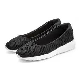 Ballerina Lascana "Freizeitschuh, Slipper, Halbschuh", Damen, Gr. 43, schwarz, Obermaterial: 100% Textilmaterial. Futter: 100% Textilmaterial. Decksohle: 100% Textilmaterial. Laufsohle: 100% Synthetik, unifarben, Sportlich, Schuhe, zum Reinschlüpfen, leichte Mesh-Optik VEGAN