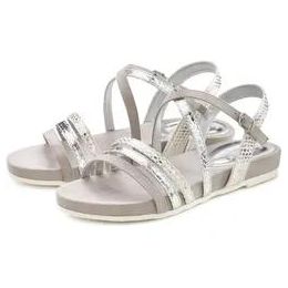 Sandale Lascana "Sommerschuh", Damen, Gr. 39, silber (silberfarben), Obermaterial: 100% Lederimitat. Futter: 100% Lederimitat. Decksohle: 100% Textilmaterial. Laufsohle: 100% Synthetik, metallic, unifarben, Casual, Schuhe, Sandalette, Sommerschuh mit Metallic-Optik VEGAN