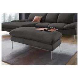 Hocker W.Schillig "enjoy&MORE", grau (anthrazit r66), B:106cm H:45cm T:71cm, Chenille-Flachgewebe R66 (85% Polyester, 15% Nylon);Longlife Xtra-Leder Z59: Glattleder mit modischer Prägung. Hautstärke 0, 9 - 1, 1 mm;Stoff S37 (100% Polyester), Hocker, Füße Chrom glänzend, Breite 106 cm