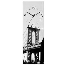 Wanduhr Artland "Dumbo Manhattan Bridge New York", schwarz, B:20cm H:60cm T:1,8cm, Wanduhren, wahlweise mit Quarz- oder Funkuhrwerk, lautlos ohne Tickgeräusche