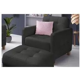 Sessel exxpo - SOFA FASHION "Elio, Loungesessel, aufwendige Detailverarbeitung, bequem und modern", schwarz (mystik), B:76cm H:84cm T:90cm, Luxus-Kunstleder;NaturLEDER (echtes Rindsleder) in Sitz und Rücken. Korpus in passendem Kunstleder SOFTLUX bezogen, Sessel, Einzelsessel, hoher Sitzkomfort für entspannende Momente