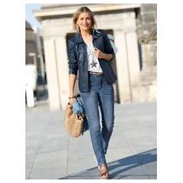 Lederjacke Mainpol, Damen, Gr. 40, blau (rauchblau), 100% Lammnappaleder, unifarben, Jacken