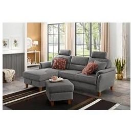 Ecksofa Home Affaire "Palmera L-Form, B: 244 cm", grau, B:244cm H:89cm T:163cm, 100% Polyester;Struktur (100% Polyester);Luxus-Microfaser in Lederoptik (100% Polyester), Sofas, optional Bettfunktion & Bettkasten, Federkern