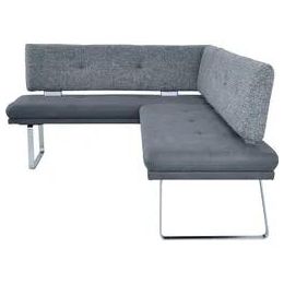 K+w Komfort & Wohnen Eckbank K+W KOMFORT & WOHNEN "Giacomo II", blau (blau, niagara blau), H:91cm T:65cm, Sitzbänke, Flachstahlkufe in edelstahlfarbig lackiert, Rücken und Sitz gesteppt