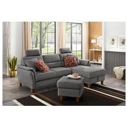Ecksofa Home Affaire "Palmera L-Form, B: 244 cm", grau, B:244cm H:89cm T:163cm, 100% Polyester;Struktur (100% Polyester);Luxus-Microfaser in Lederoptik (100% Polyester), Sofas, optional Bettfunktion & Bettkasten, Federkern
