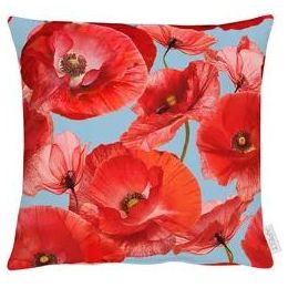 Dekokissen Apelt "7702" Gr. 1, bunt (rot, blau, weiß, gemustert), B:40cm L:40cm, Baumwolle, Dekokissen_Sitzkissen_Kissenhüllen, mit Mohnblüte, Kissenhülle ohne Füllung, 1 Stück