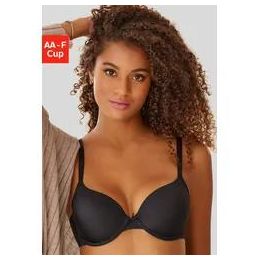 Schalen-BH Lascana "Ela - perfect basic", Damen, Gr. 80, Cup D, schwarz, Microtouch, Obermaterial: 82% Polyamid (TACTEL), 18% Elasthan (LYCRA), Basic, BHs, mit Bügel aus seidiger Microfaser
