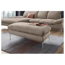 Hocker W.Schillig "enjoy&MORE", braun (stone z59), B:106 H:45 T:71, Chenille-Flachgewebe R66 (85% Polyester, 15% Nylon);Longlife Xtra-Leder Z59: Glattleder mit modischer Prägung. Hautstärke 0, 9 - 1, 1 mm;Stoff S37 (100% Polyester), Hocker, Füße Chrom glänzend, Breite 106 cm