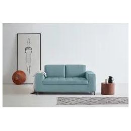 2-Sitzer OTTO products "Grazzo", blau (eisblau), B:172 H:80 T:90, Struktur (100% recyceltes Polyester), Luxus-Microfaser weich (100% recyceltes Polyester), Sofas, hochwertige Stoffe aus recyceltem Material, Steppung im Sitzbereich