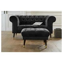Hocker Home Affaire "Tinnum", schwarz, B:68cm H:45cm T:52cm, Luxus-Microfaser Vintageoptik (66% PU, 27% Polyester, 7% Baumwolle);Struktur weich( 97% Polyester, 3% Polyacryl), Hocker, Hocker