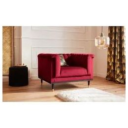 Sessel Home Affaire "Chamby", rot, B:100cm H:71cm T:85cm, Luxus-Microfaser Lederoptik (100% Polyester), Scheuertouren: 40.000, Pilling: 4;Samtoptik (100% Polyester), Scheuertouren >100.000, Pilling: 5, Sessel, Lounge-Sessel Einzelsessel, mit Holzrahmen unten und Steppung im Lehnenbereich