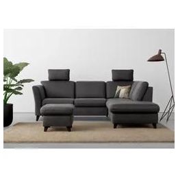 Ecksofa Home Affaire "Trelleborg L-Form", grau, B:252cm H:86cm T:213cm, 100% Polyester, Sofas, wahlweise mit Bettfunktion und Bettkasten, inkl. Federkern-Polsterung