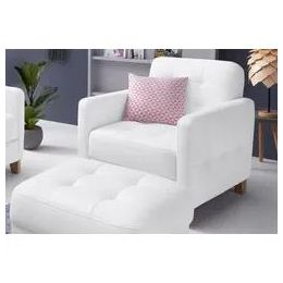 Sessel exxpo - SOFA FASHION "Elio, Loungesessel, aufwendige Detailverarbeitung, bequem und modern", weiß (alpine weiß), B:76cm H:84cm T:90cm, Luxus-Kunstleder;NaturLEDER (echtes Rindsleder) in Sitz und Rücken. Korpus in passendem Kunstleder SOFTLUX bezogen, Sessel, Einzelsessel, hoher Sitzkomfort für entspannende Momente
