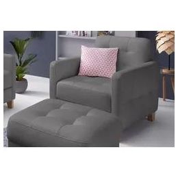 Sessel exxpo - SOFA FASHION "Elio, Loungesessel, aufwendige Detailverarbeitung, bequem und modern", grau (delphin), B:76cm H:84cm T:90cm, Luxus-Kunstleder;NaturLEDER (echtes Rindsleder) in Sitz und Rücken. Korpus in passendem Kunstleder SOFTLUX bezogen, Sessel, Einzelsessel, hoher Sitzkomfort für entspannende Momente