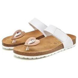 Pantolette Lascana "Mule, Sandale, offener Schuh, Sommerschuh, Zehentrenner", Damen, Gr. 39, weiß, Obermaterial: 100% Lederimitat. Futter: 100% Textilmaterial. Decksohle: 100% Rindsleder. Laufsohle: 100% Synthetik, leicht glänzend, metallic, Schuhe, mit Komfortkorkfußbett aus Leder und 2 abnehmbaren Oberteilen