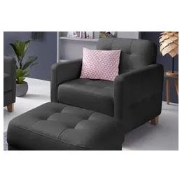 Sessel exxpo - SOFA FASHION "Elio, Loungesessel, aufwendige Detailverarbeitung, bequem und modern", schwarz, B:76cm H:84cm T:90cm, Luxus-Kunstleder;NaturLEDER (echtes Rindsleder) in Sitz und Rücken. Korpus in passendem Kunstleder SOFTLUX bezogen, Sessel, Einzelsessel, hoher Sitzkomfort für entspannende Momente