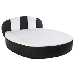 Rundbett, schwarz (schwarz, weiß), B:200cm L:230cm, Bezug Bett: Kunstleder;Bonnell-Federkernmatratze: 51% Polypropylen, 39% Polyester, 10% Baumwolle;Kaltschaummatratze: 100% Polyester, Bezug abnehm- und waschbar bis 60C, Westfalia Schlafkomfort, Betten, mit Bettkasten